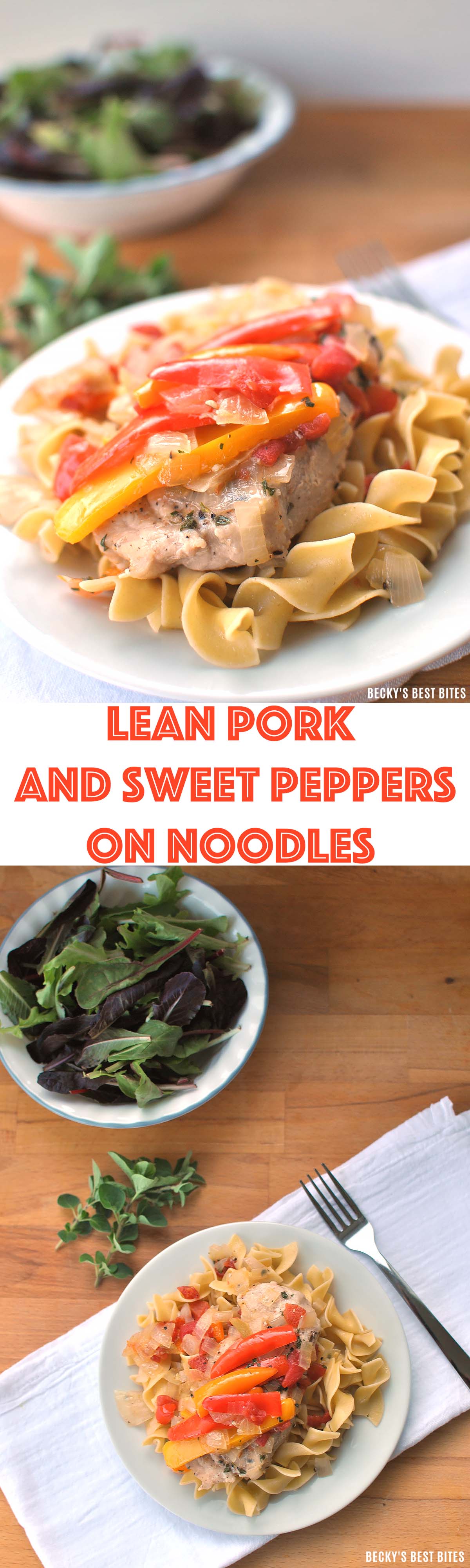 Lean Pork and Sweet Peppers on Noodles