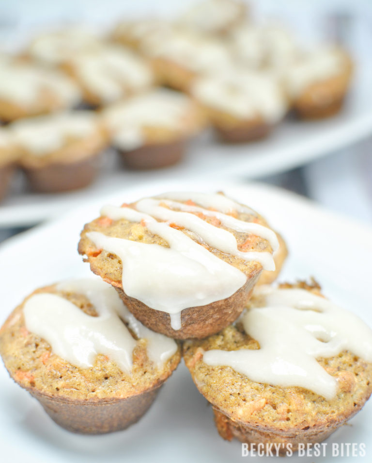 Mini Carrot Cake Muffins with Cream Cheese Drizzle