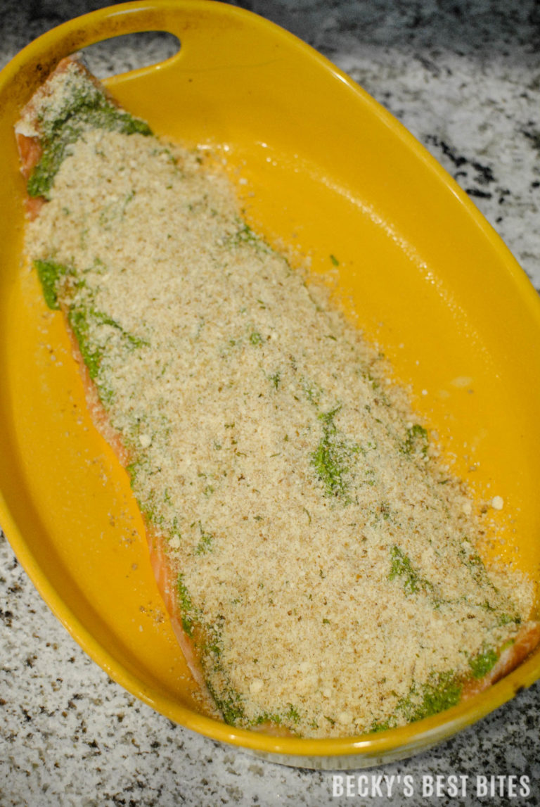 Basil and Dill Pesto Crusted Baked Salmon | Becky's Best Bites